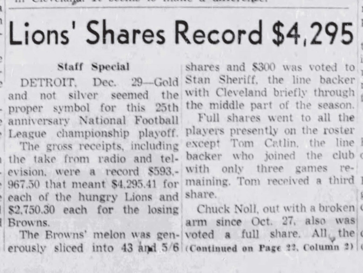 The Difference Between the Lions’ 1957 Championship and the Superbowl ...