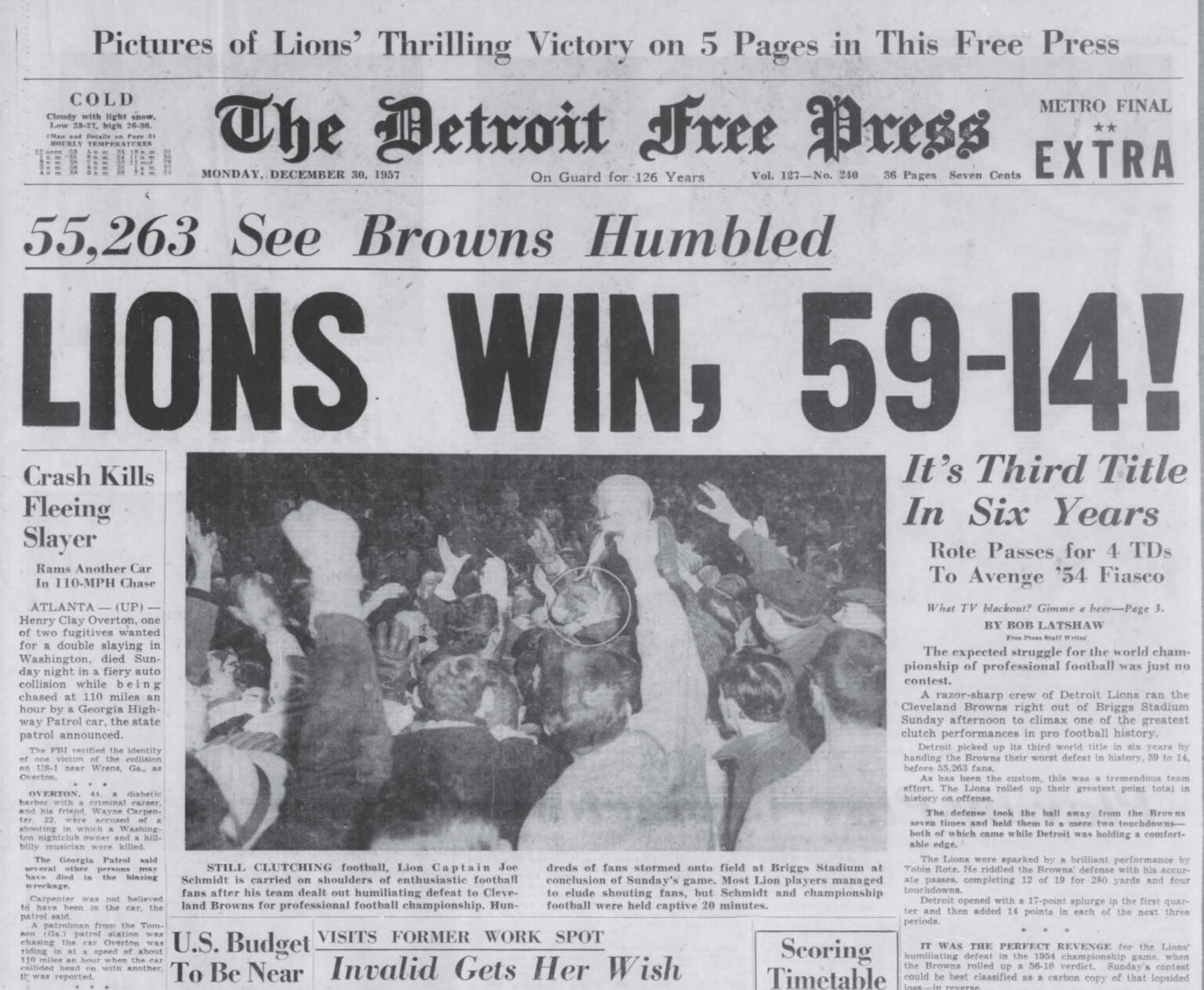 The Difference Between the Lions’ 1957 Championship and the Superbowl ...
