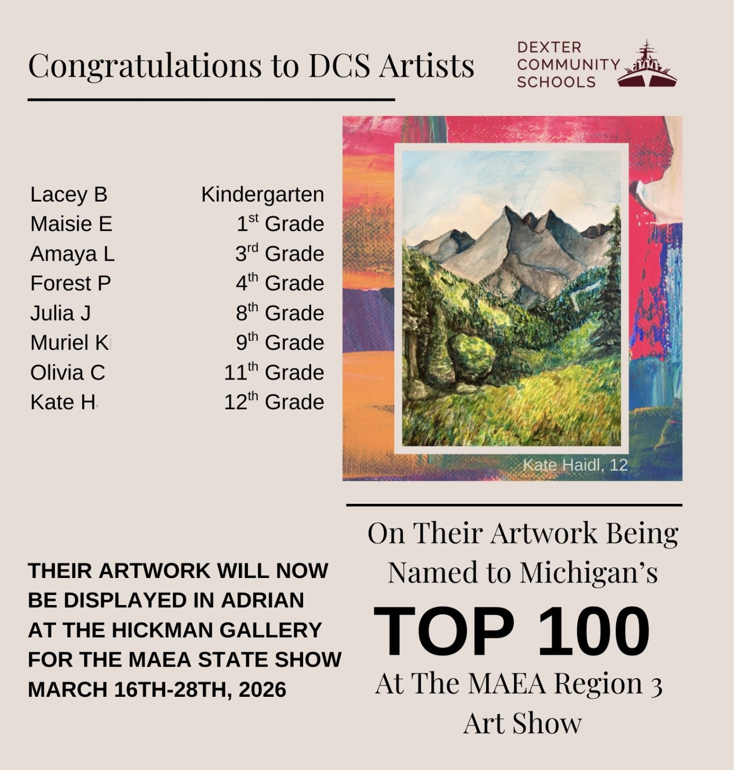Dexter Student Artwork is Selected for the Michigan Art Show - The Sun ...
